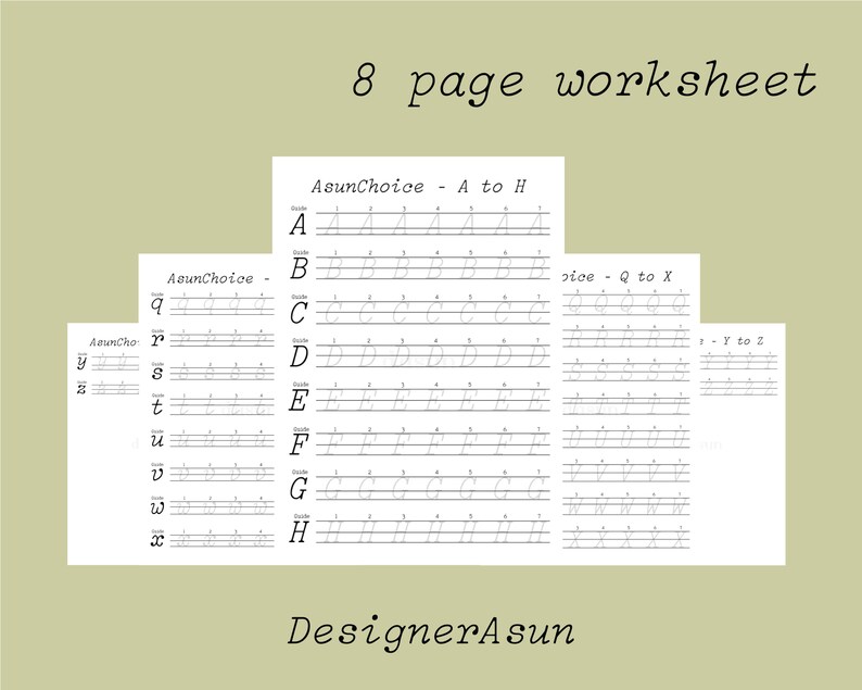 Italic Calligraphy Printable Worksheet, Italic Handwriting Template for ...