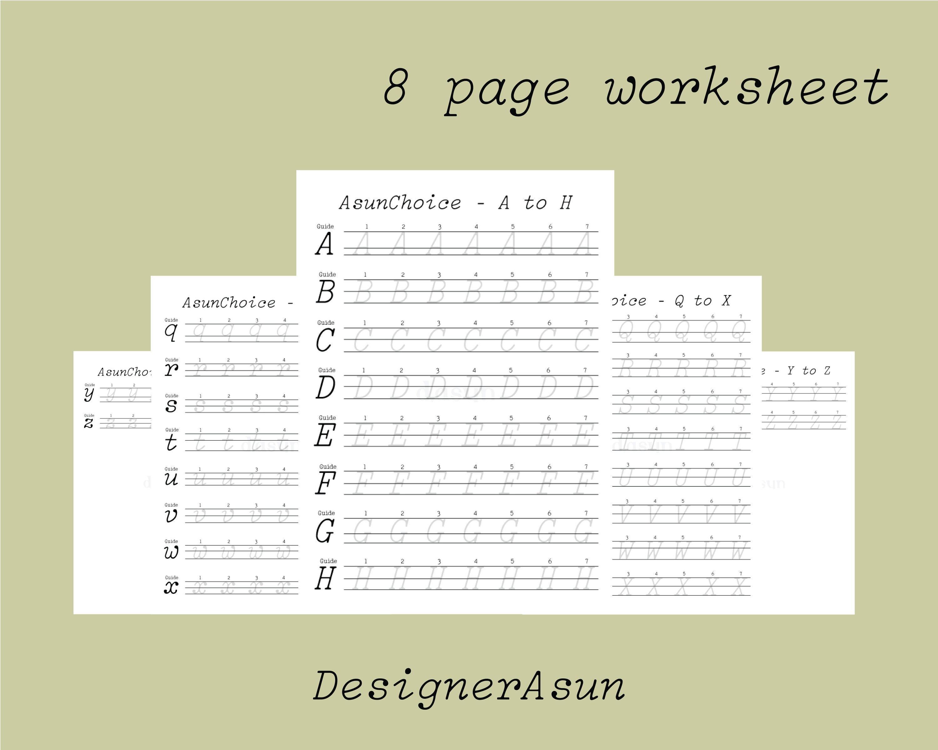 Italic Calligraphy Printable Worksheet, Italic Handwriting Template for ...