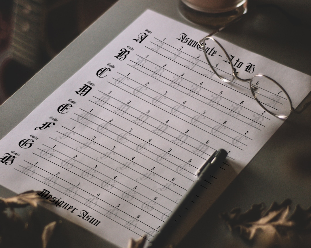 Modern Gothic Calligraphy Practice Sheets for Adult | Alphabet Tracing ...