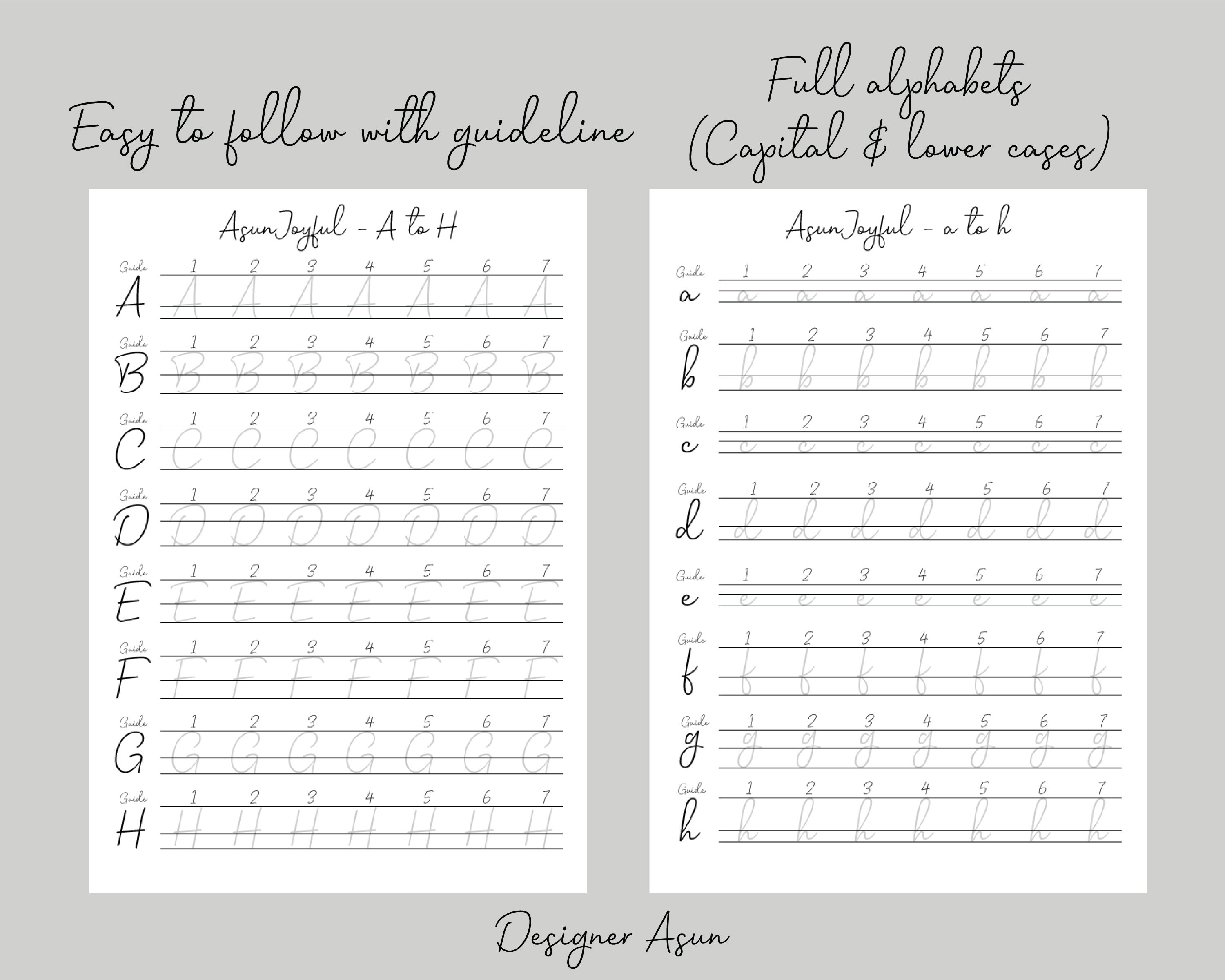 Handwriting Alphabet Template for Handwriting Improvement Writing Fonts ...