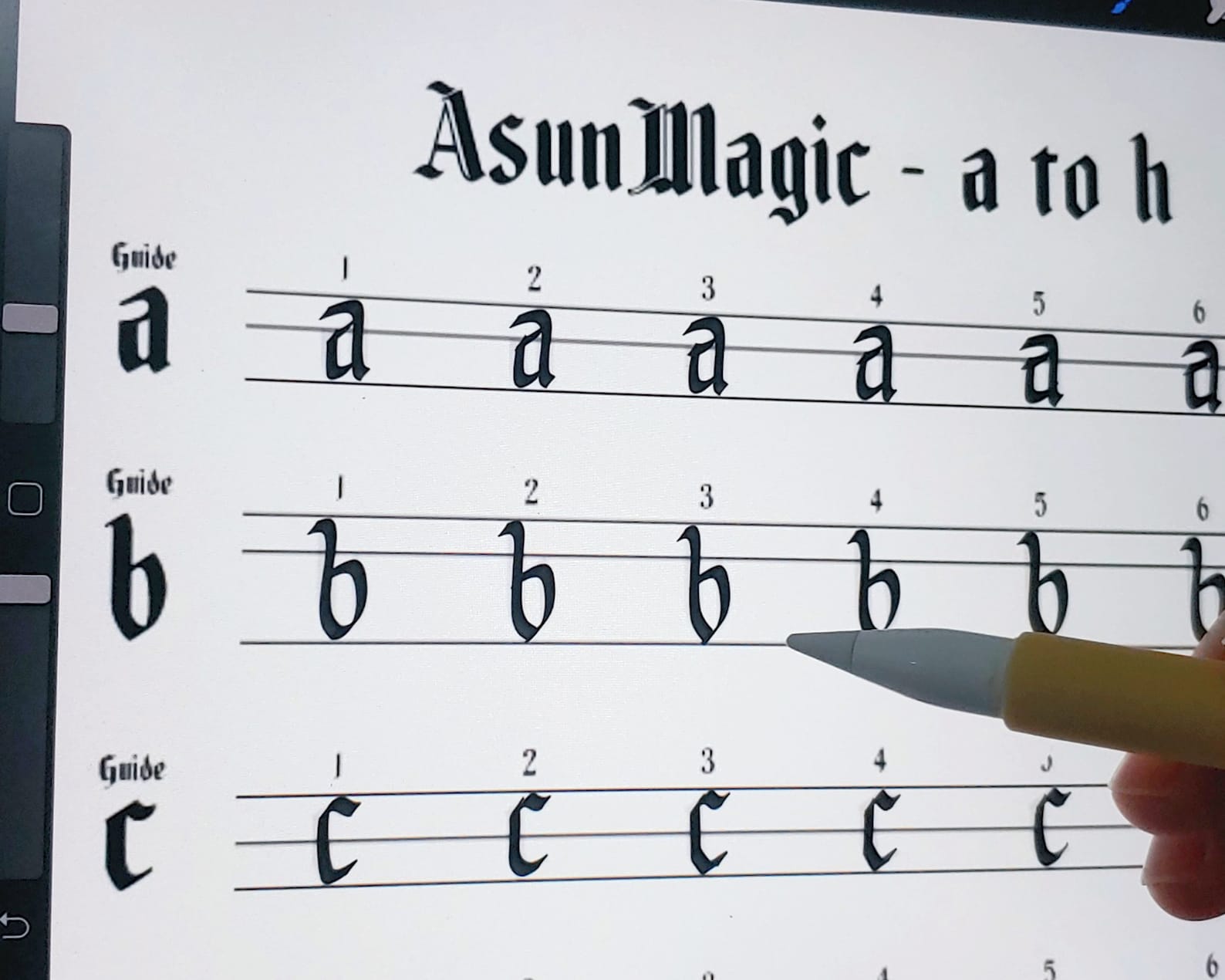 Gothic Calligraphy Blank Template for Tracing, Handwritten Gothic ...