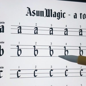 Gothic Calligraphy Blank Template for Tracing, Handwritten Gothic ...