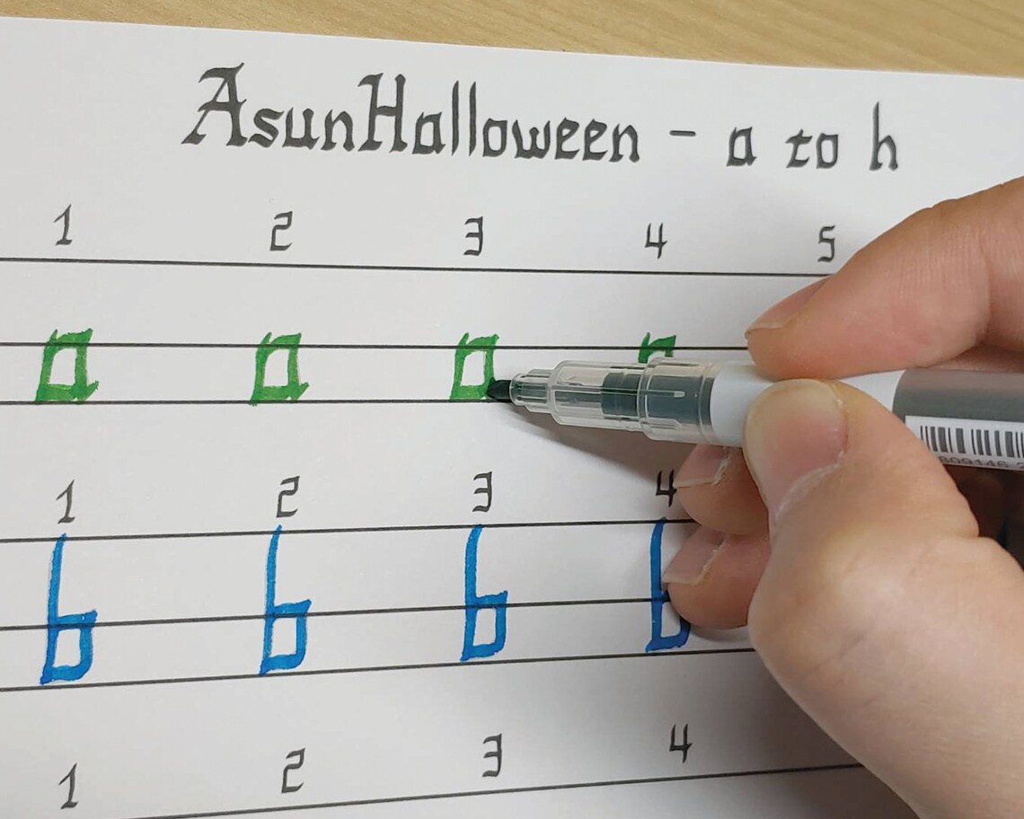 Gothic Handwriting Worksheet Calligraphy Blackletter Practice Printable ...