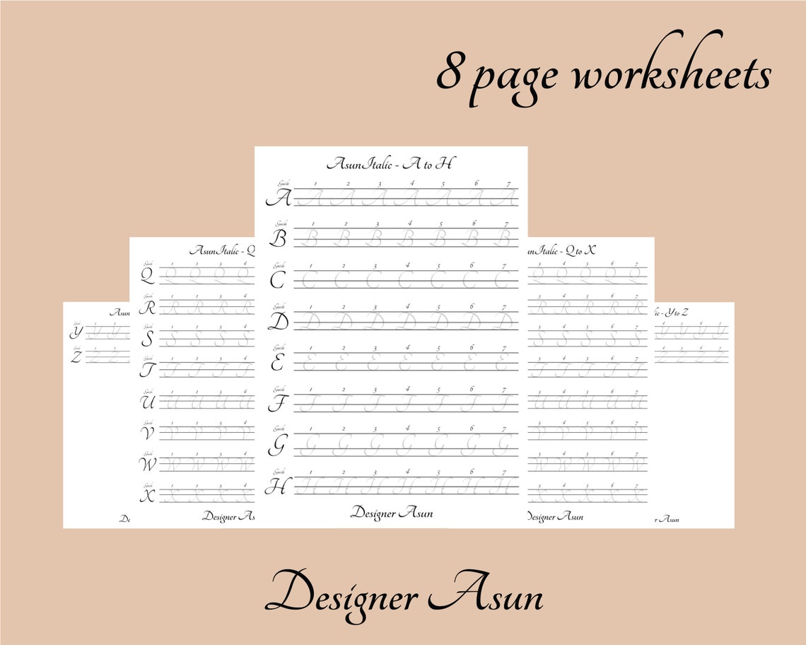 Handwriting Printable for Italic Calligraphy Practice Learn Modern ...