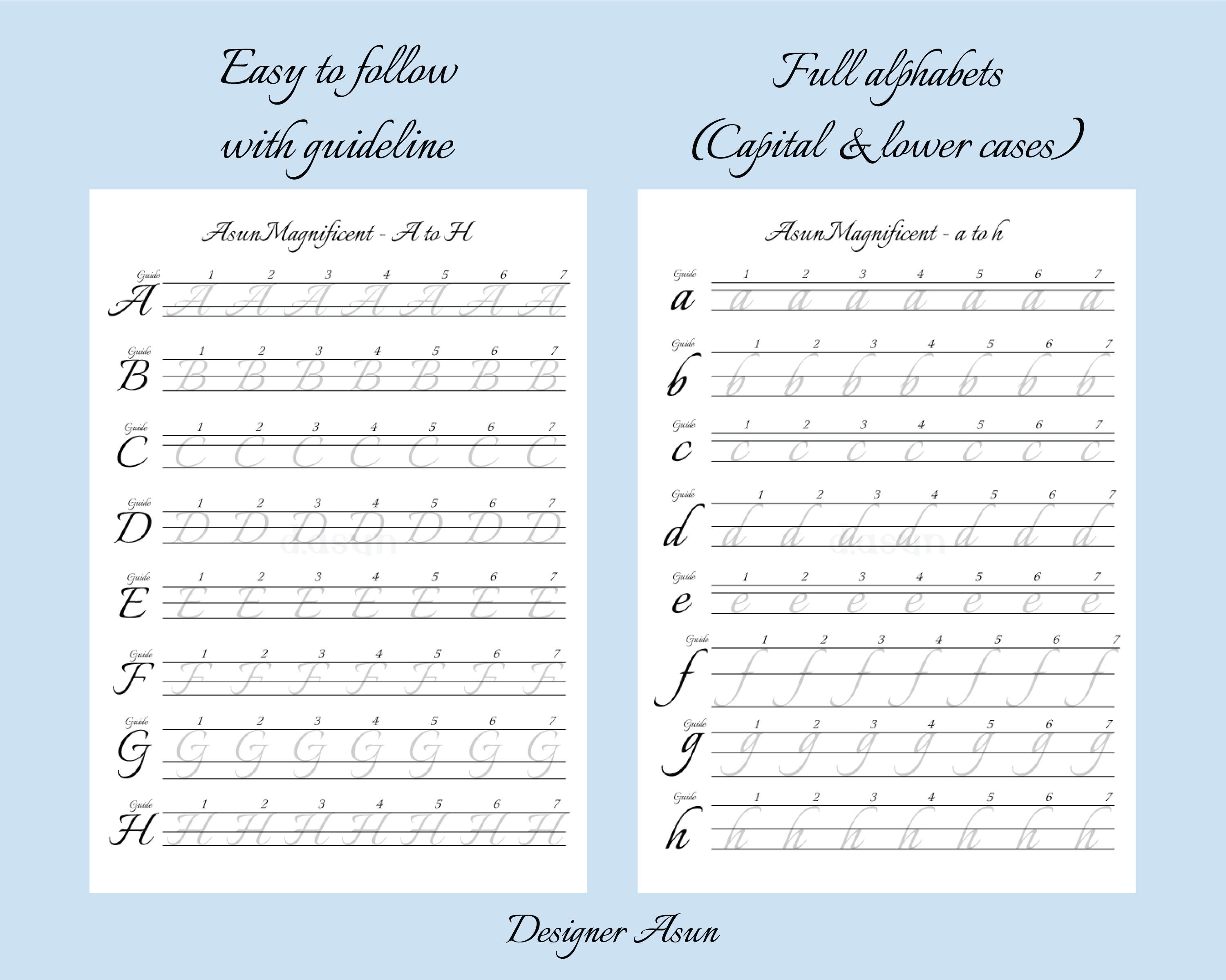 Italic Handwriting Self-learning Worksheet | How to Learn Italic ...