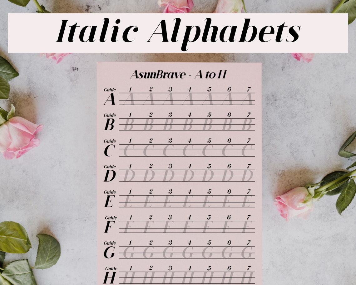 Printable Italic Alphabet Template For Adult Italic | Etsy