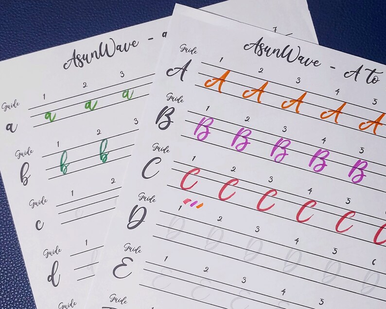 Printable Brush Lettering Alphabet Practice Sheet PDF New - Etsy