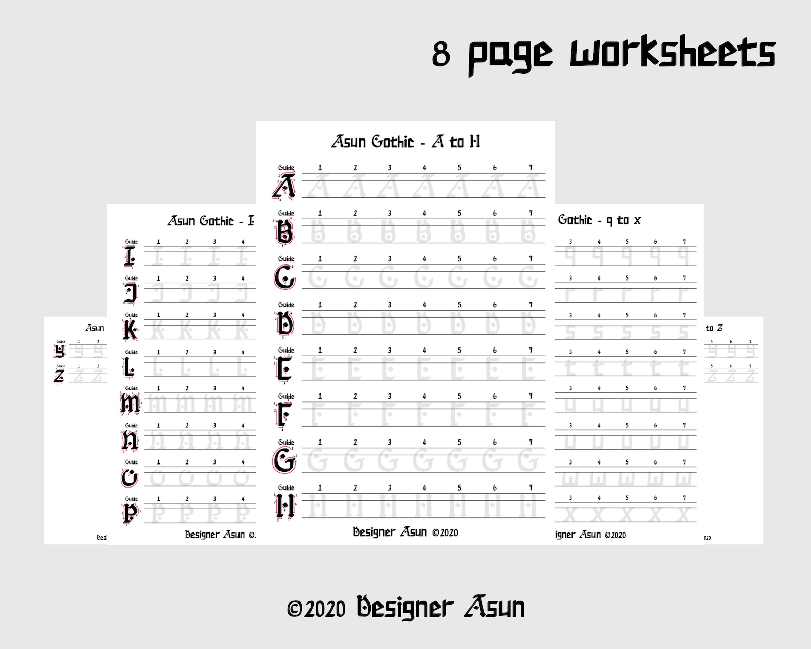 Gothic Calligraphy Worksheet for Beginners Gothic Letter Template PDF ...