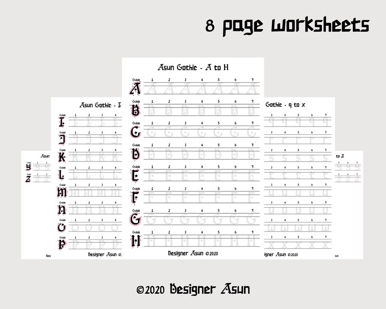 Gothic Calligraphy Worksheet for Beginners Gothic Letter Template PDF ...