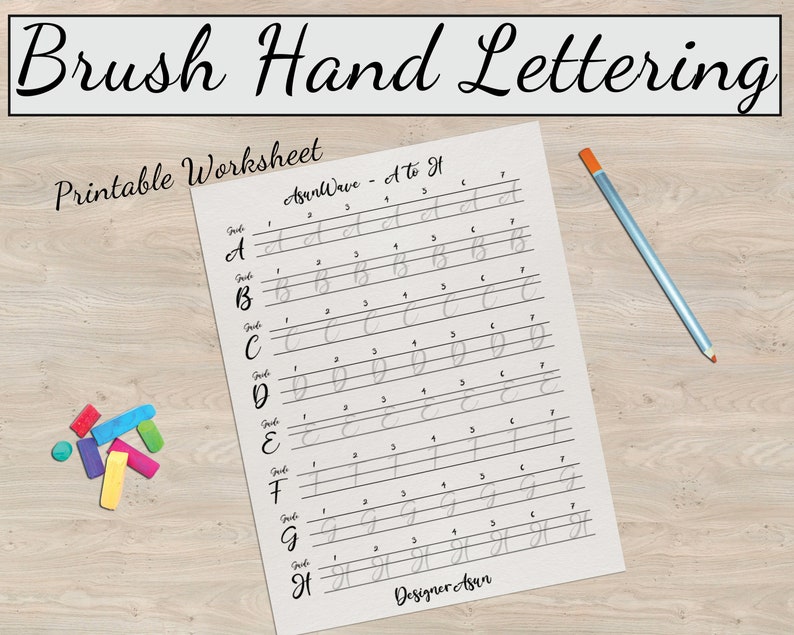 Printable Brush Lettering Alphabet Practice Sheet PDF New - Etsy