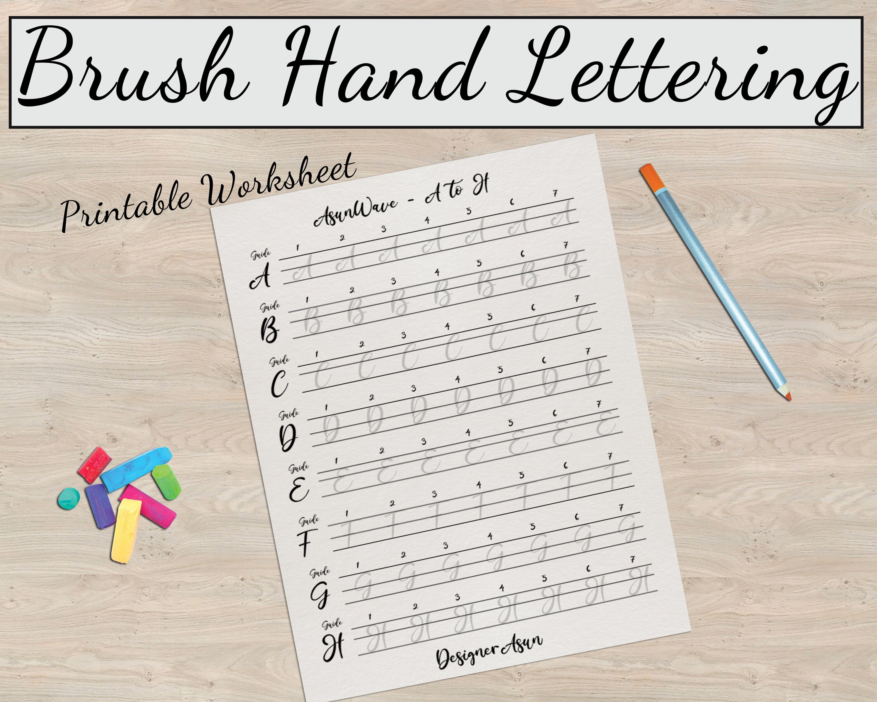 Printable Brush Lettering Alphabet Practice Sheet PDF New - Etsy