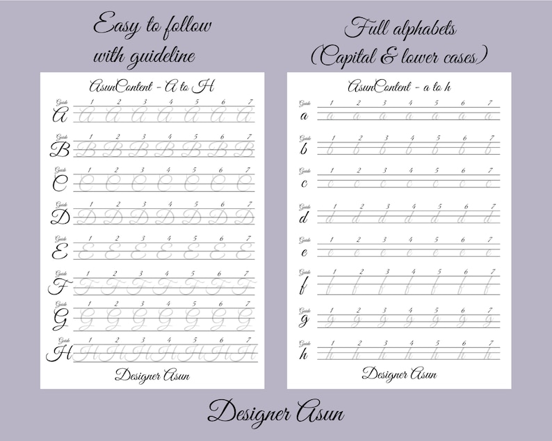 Copperplate Calligraphy Template Worksheet | Copperplate Calligraphy ...