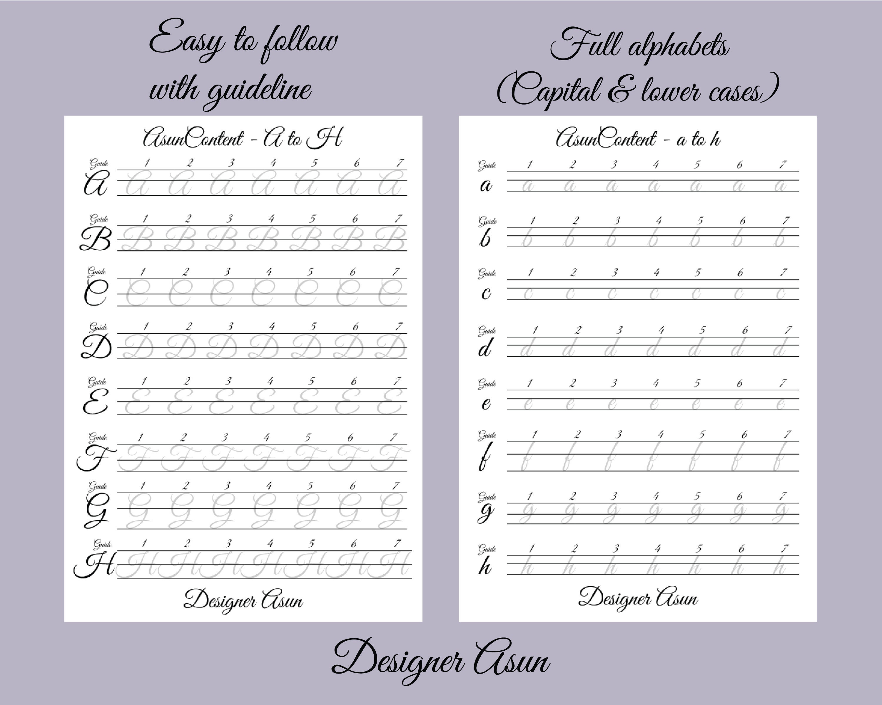 Copperplate Calligraphy Template Worksheet | Copperplate Calligraphy ...