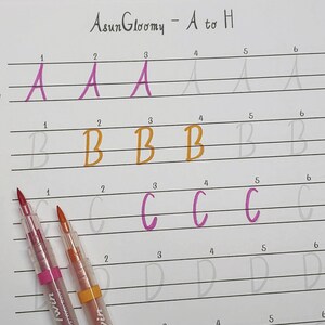 Brush Hand Lettering Worksheet PDF Printable Brush Alphabet | Etsy