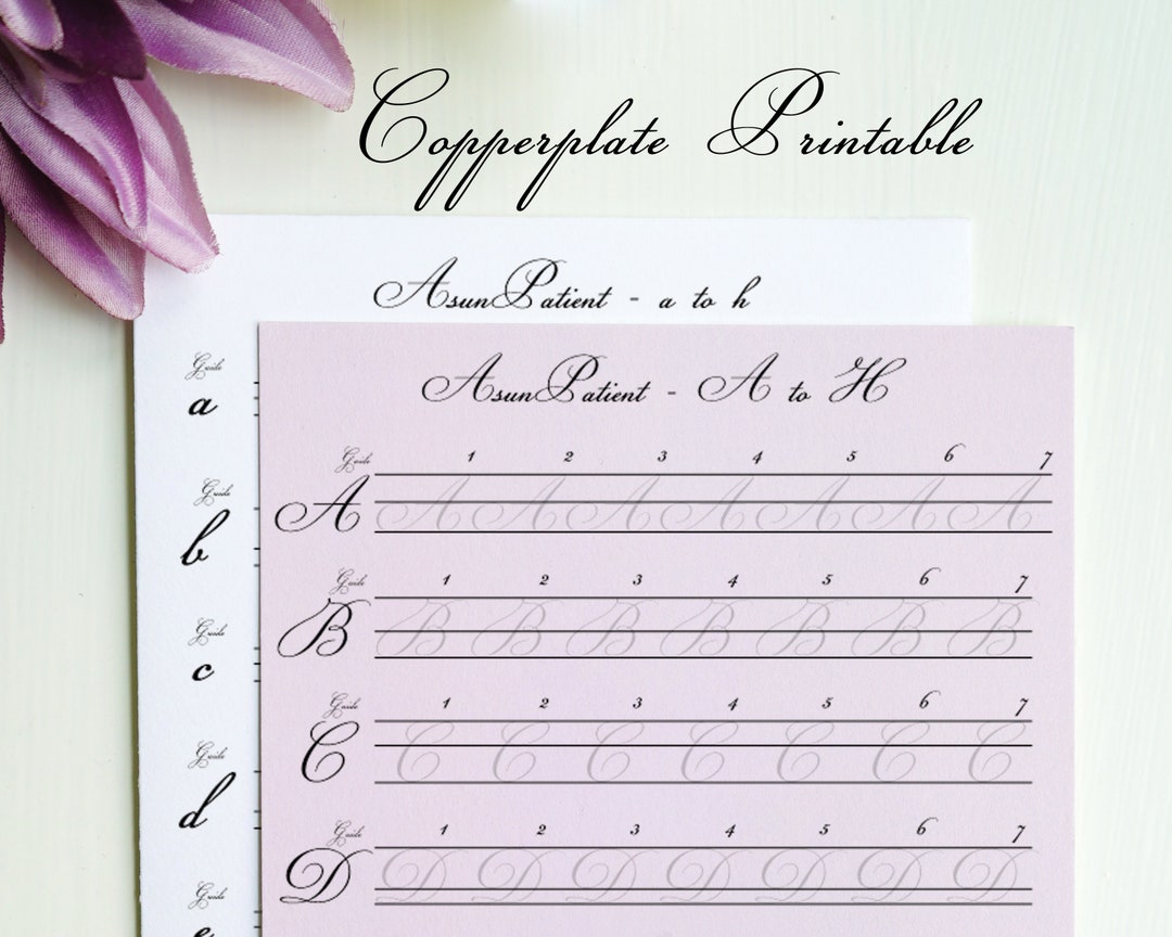 Modern Copperplate Script Worksheet Printable | Copperplate Alphabet ...