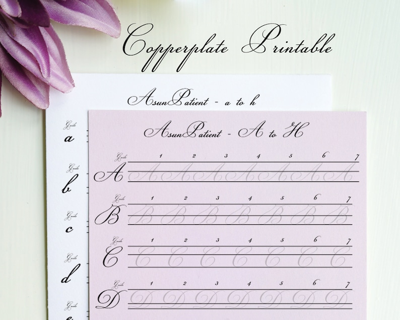 Modern Copperplate Script Worksheet Printable | Copperplate Alphabet ...