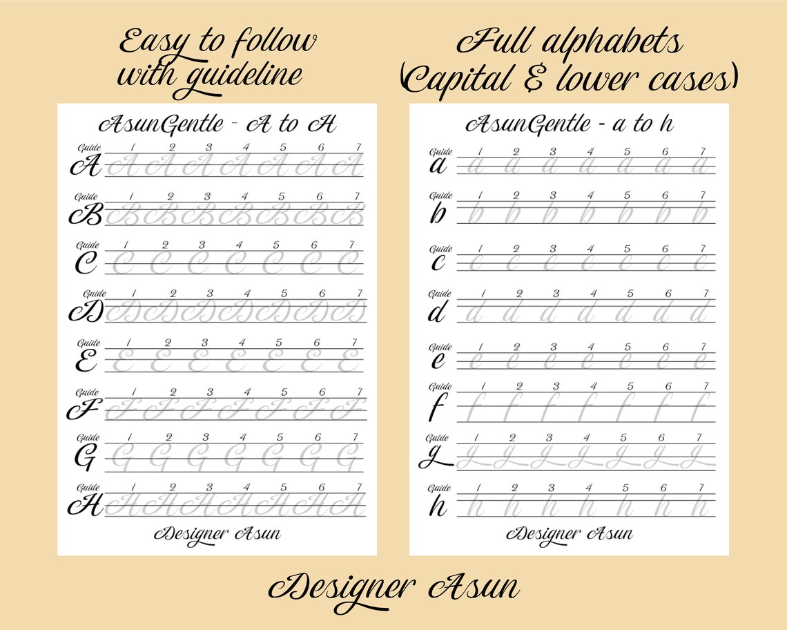 Modern Calligraphy Script Template Calligraphy Workbook for - Etsy