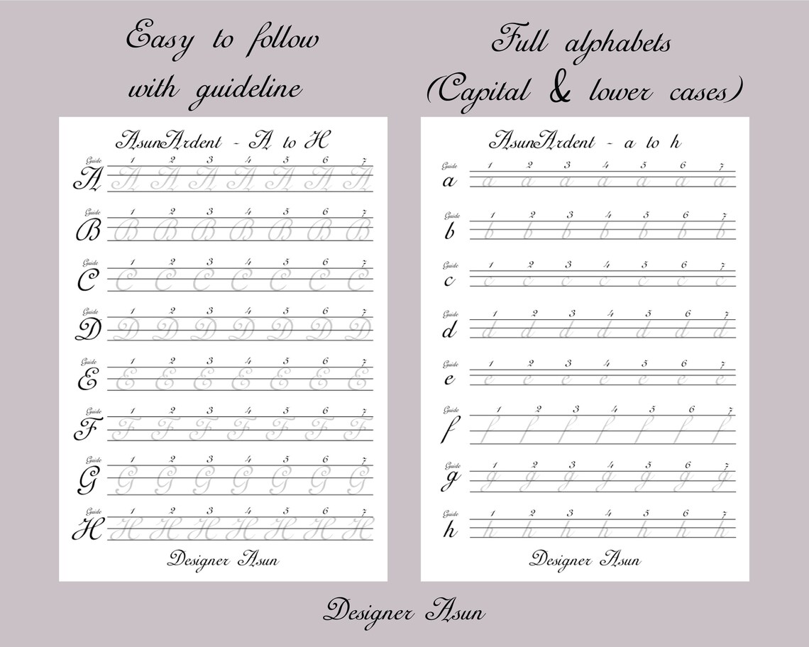 Copperplate Calligraphy Practice Template | Printable Worksheet ...