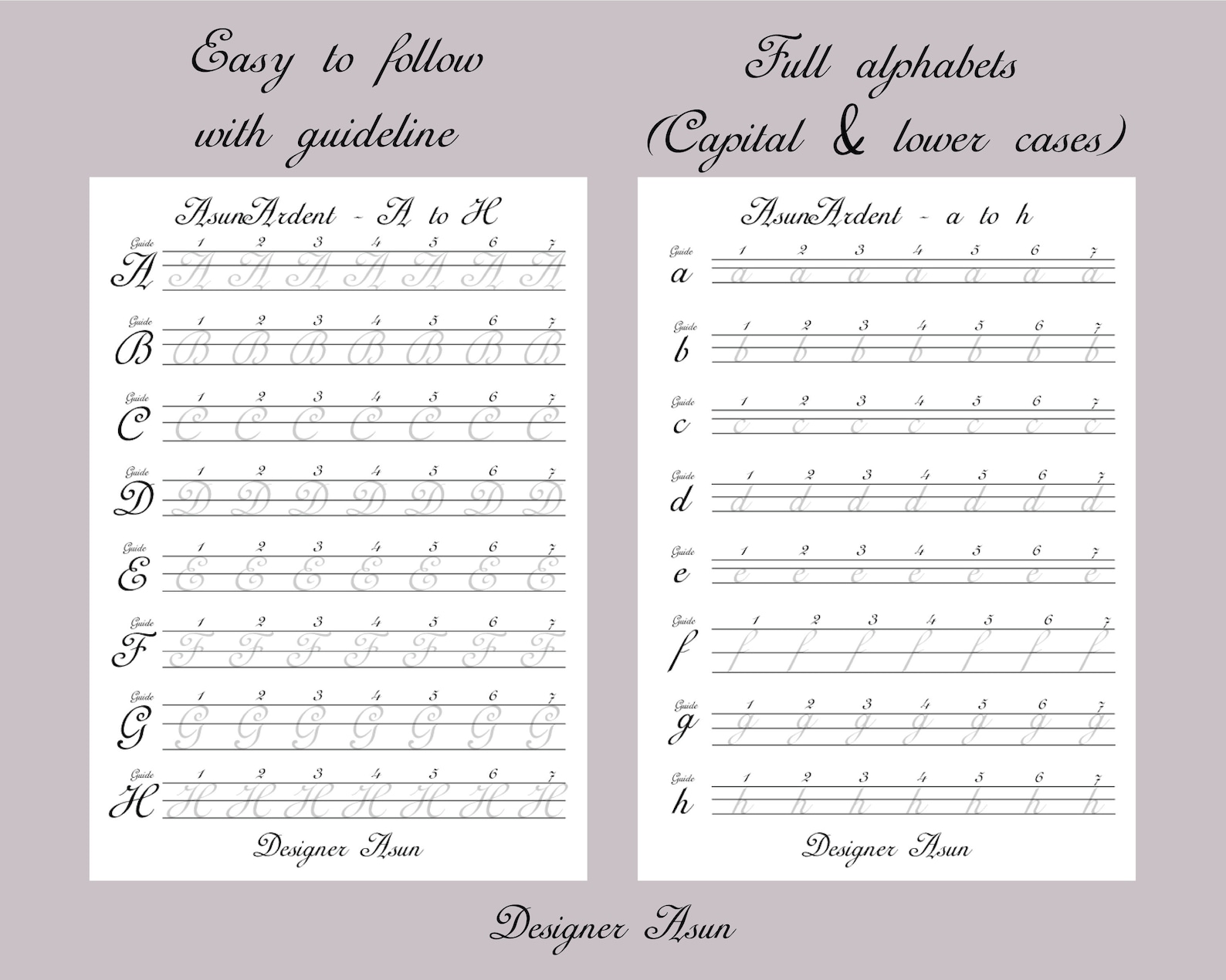 Copperplate Calligraphy Practice Template Printable Worksheet ...