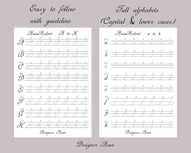 Copperplate Calligraphy Practice Template Printable Worksheet ...