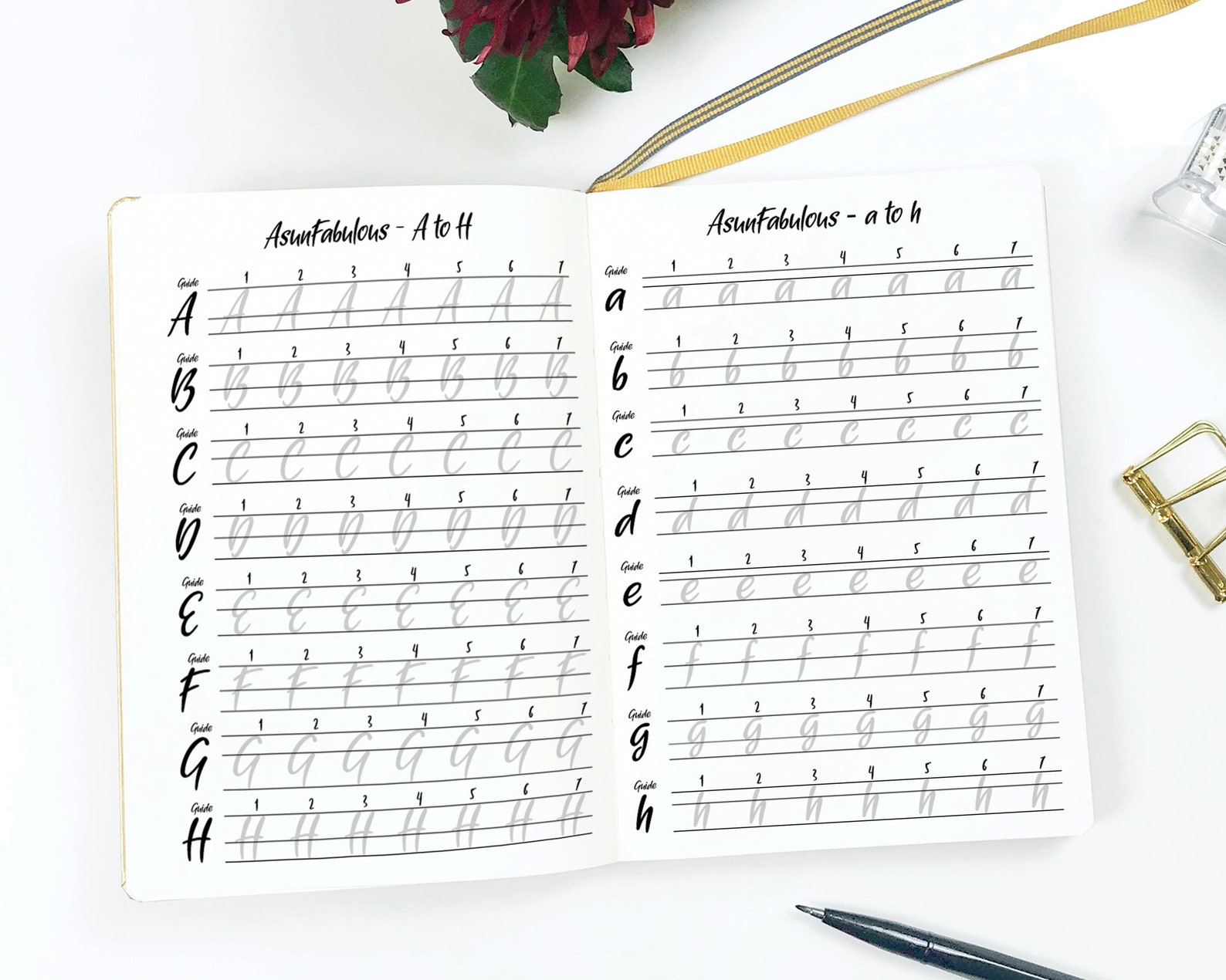 Brush Hand Lettering Worksheet Printable Brush Calligraphy for ...