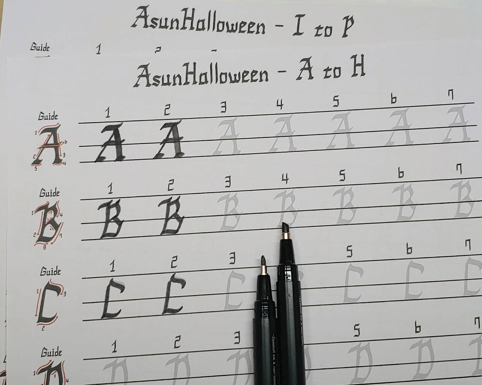 Gothic Handwriting Worksheet | Calligraphy Blackletter Practice ...