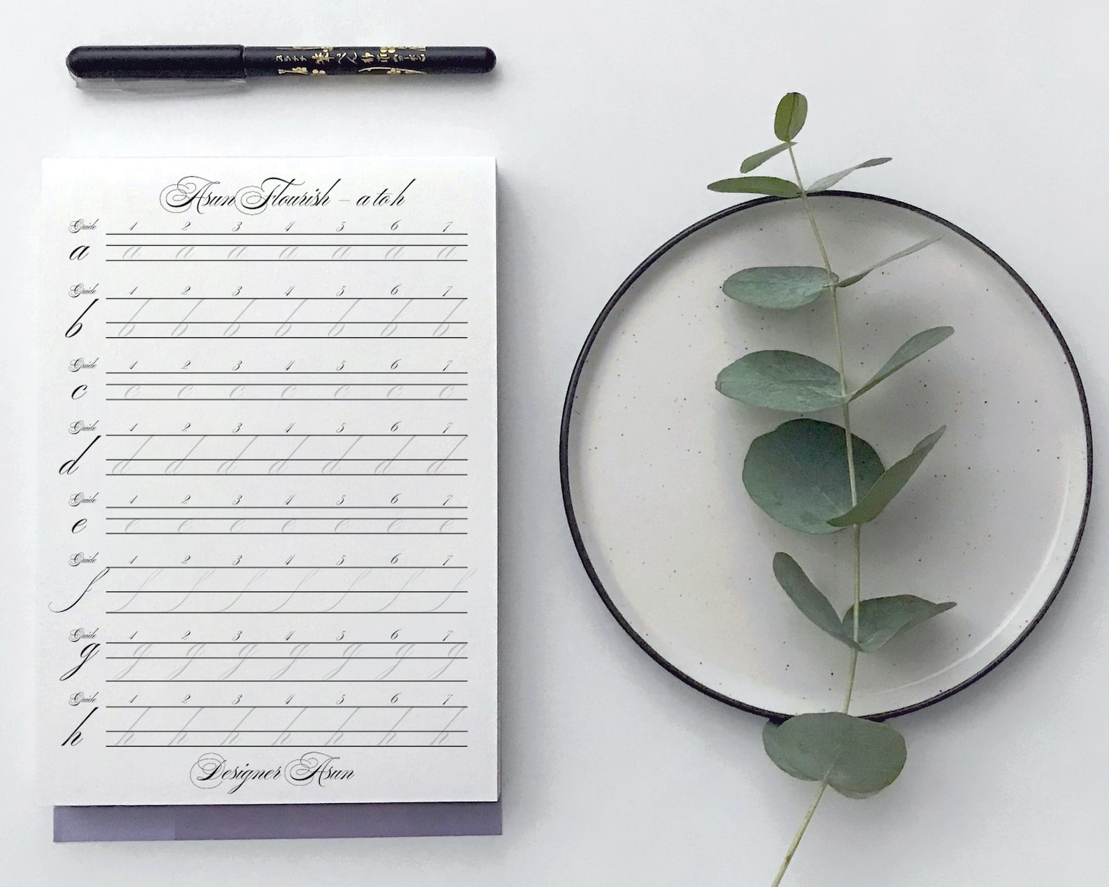 Copperplate Calligraphy Worksheet Set | Copperplate Alphabet Practice ...