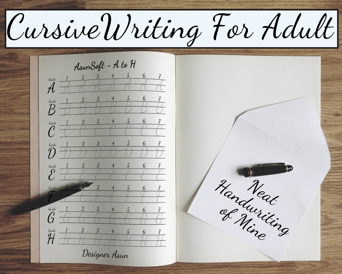 Neat Cursive Letter Practice Template for Girls, Cursive Writing Font ...