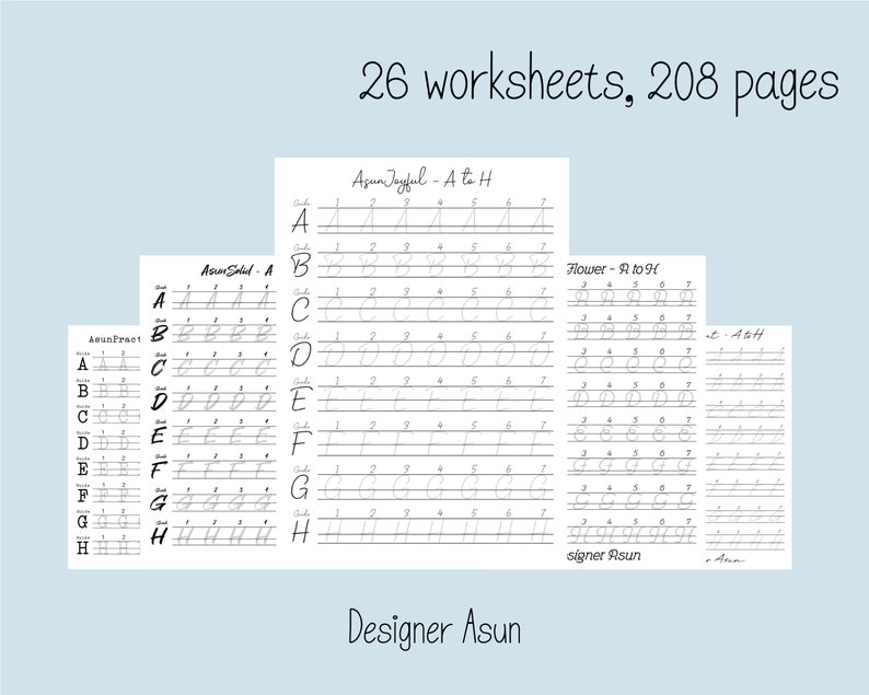 Handwriting Worksheet Template Bundle Pack | Self-learning Handwriting ...
