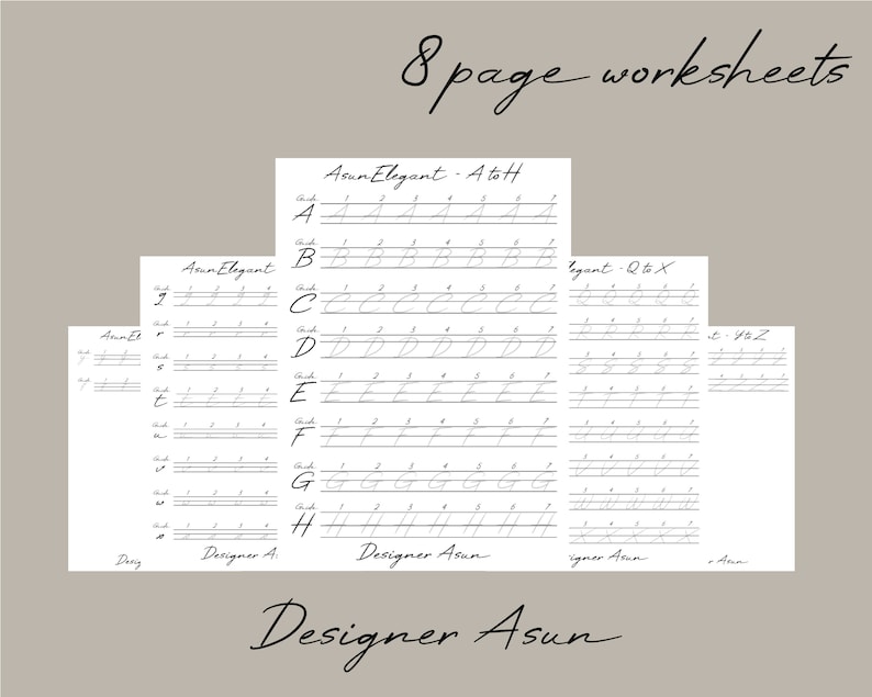 Signature Handwriting Printable Worksheet for Beginners, Signature Font ...