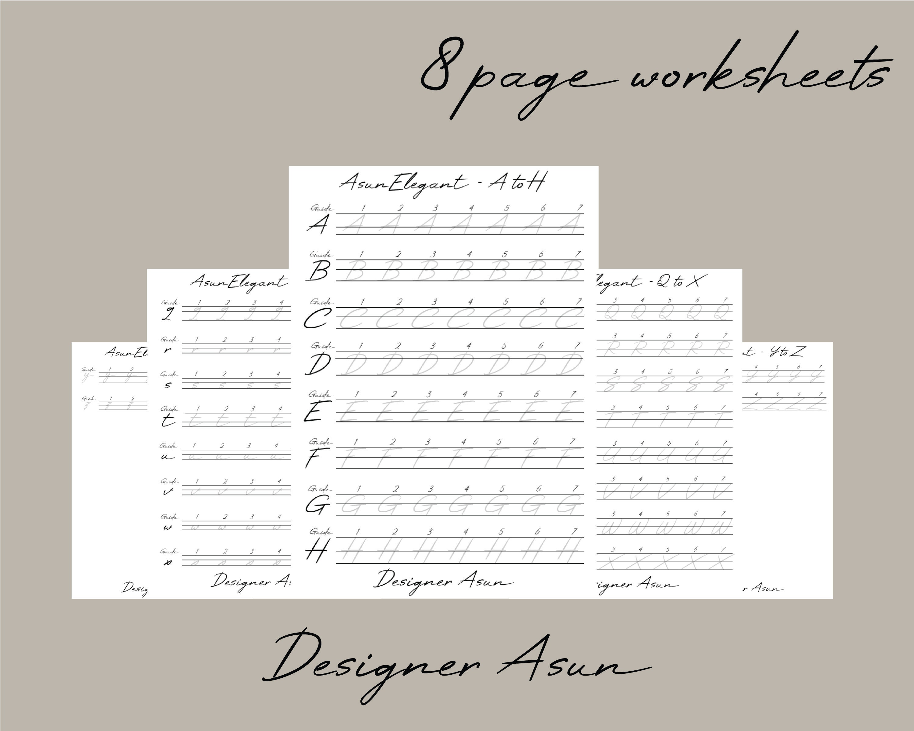 Signature Handwriting Printable Worksheet for Beginners, Signature Font ...