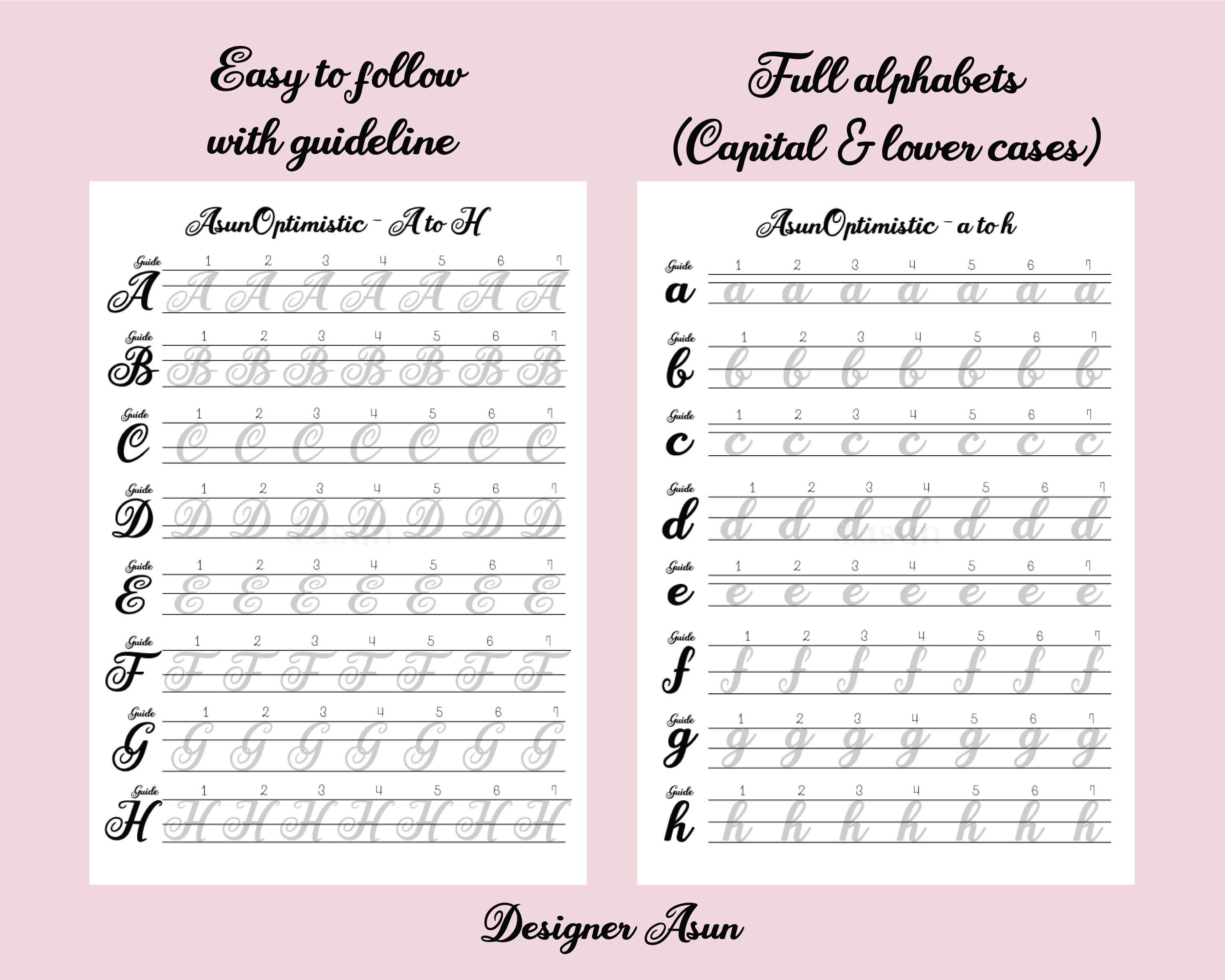 Brush Pen Lettering Alphabet Practice Sheet PDF Brush Calligraphy ...