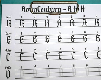 Gothic Calligraphy Practice Sheet - Etsy