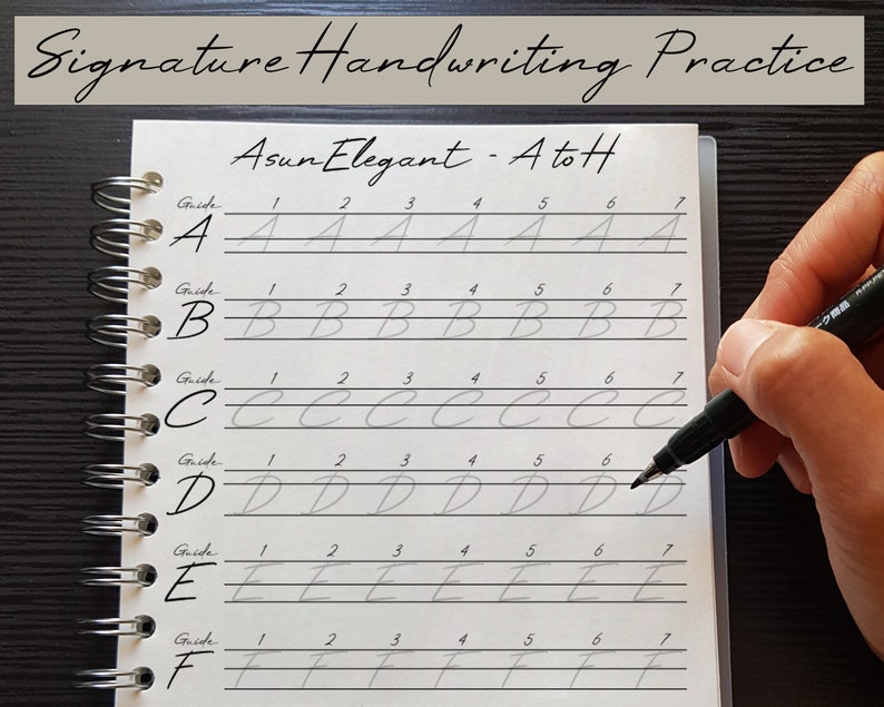 Signature Handwriting Printable Worksheet for Beginners, Signature Font ...