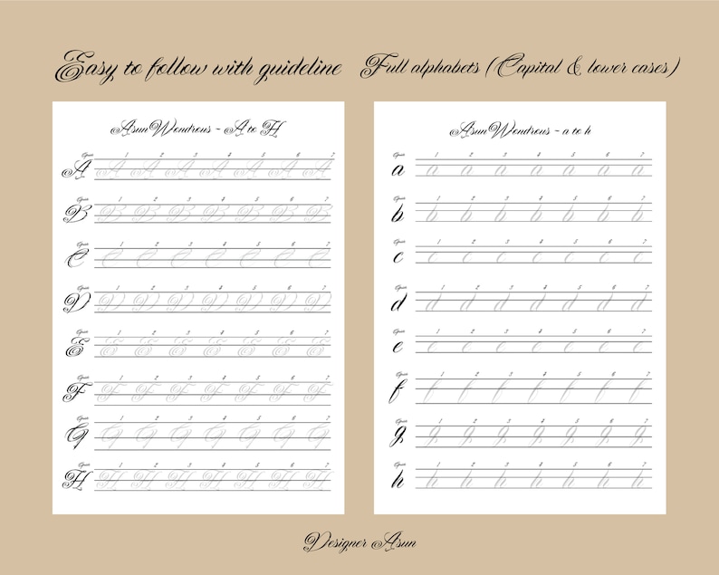 Copperplate Calligraphy Alphabet Practice Sheet PDF | Copperplate ...