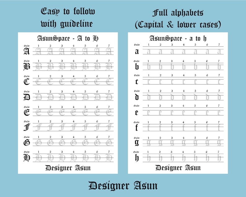 Gothic Letter Calligraphy Template Gothic Calligraphy Practice for ...