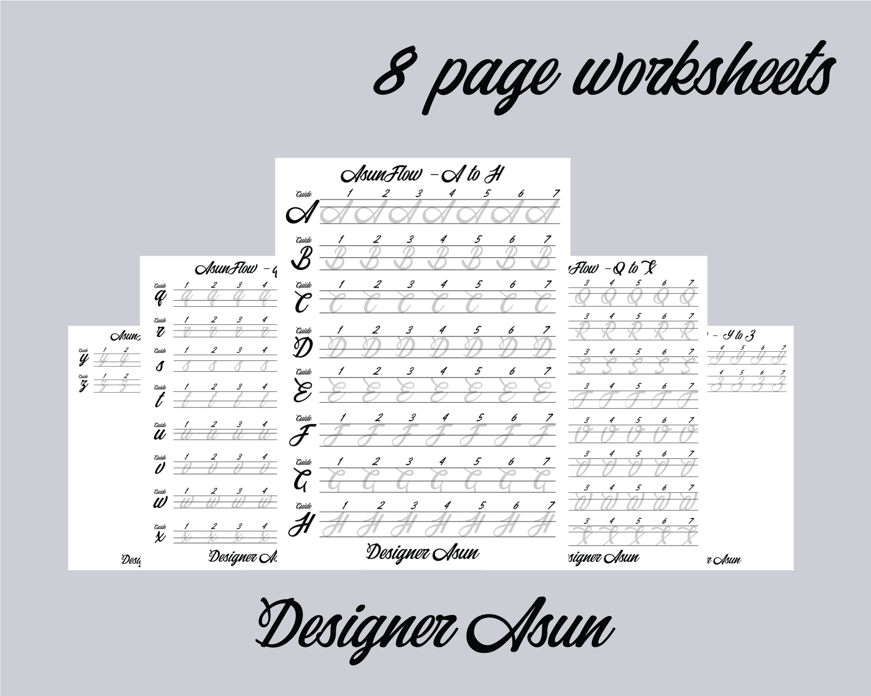 Modern Cursive Writing Practice Sheet for Adult | Cursive Handwriting ...
