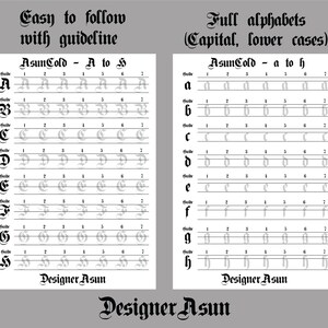 Gothic Calligraphy Template Worksheet for Beginner | Gothic Letter ...