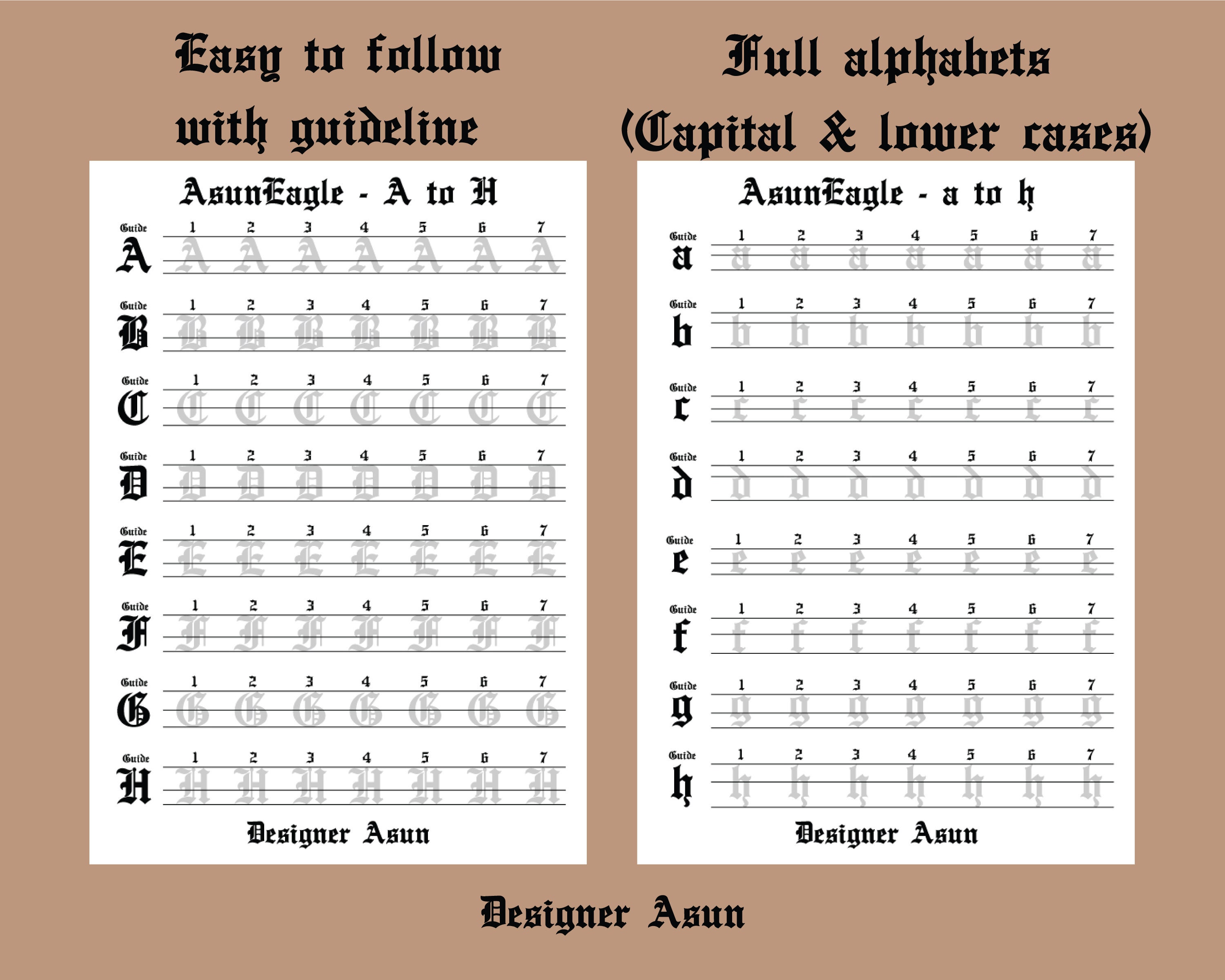 Blackletter Calligraphy Template Calligraphy Practice Sheet | Etsy