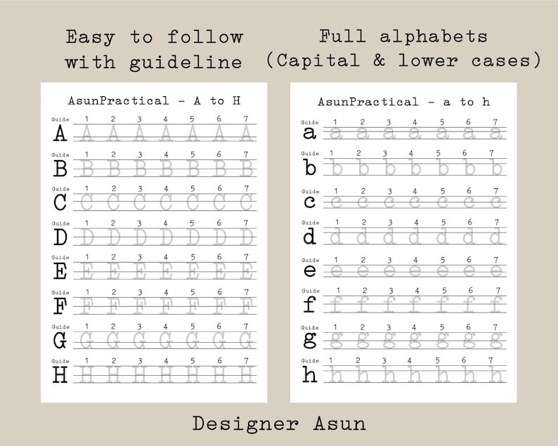Typewriter Alphabet Printables for Handwriting Beginners | How to Write ...