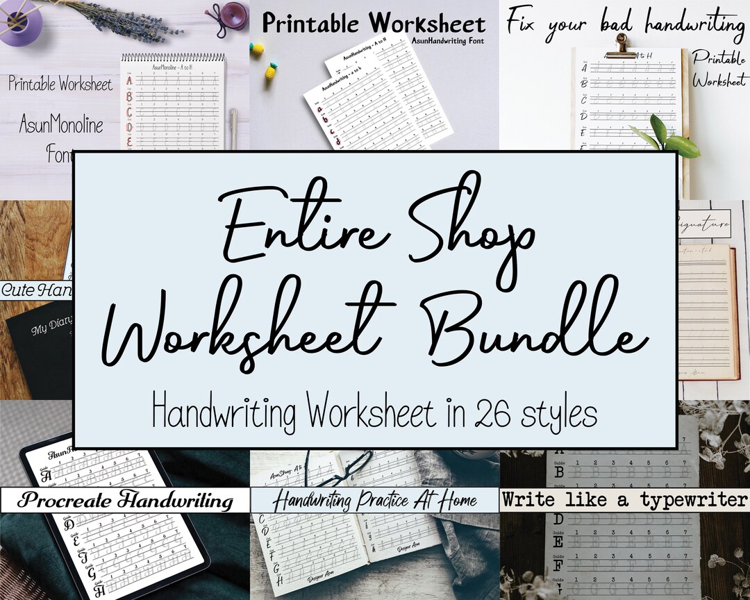 Handwriting Worksheet Template Bundle Pack | Self-learning Handwriting ...