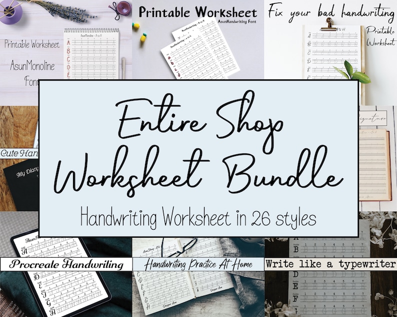 Handwriting Worksheet Template Bundle Pack | Self-learning Handwriting ...