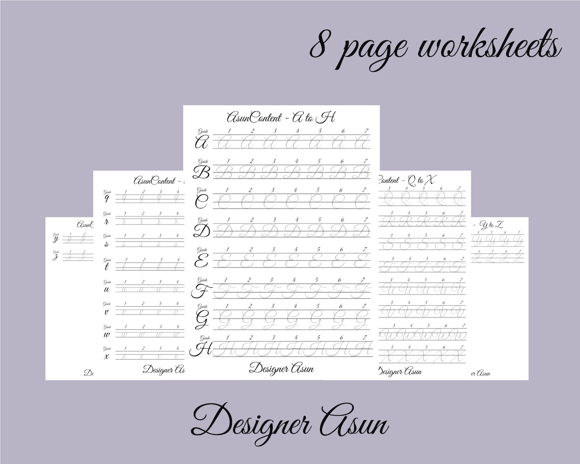 Copperplate Calligraphy Template Worksheet Copperplate Calligraphy ...