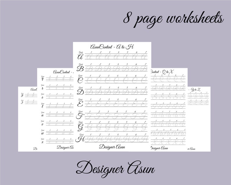 Copperplate Calligraphy Template Worksheet | Copperplate Calligraphy ...