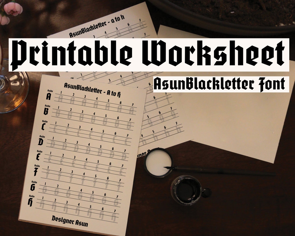 Black Letter Calligraphy Worksheet the Black Letter Handwriting Font ...