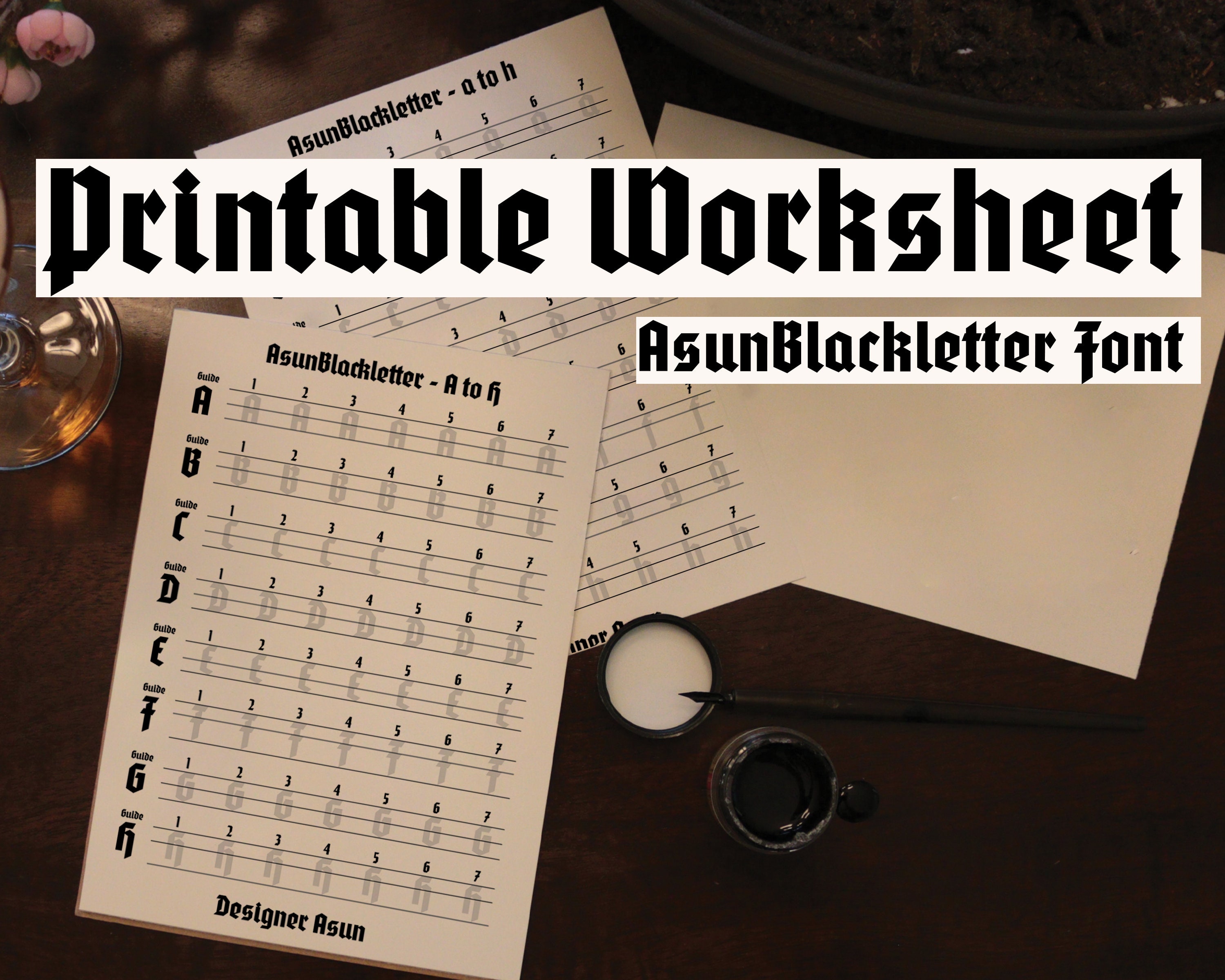 Black Letter Calligraphy Worksheet the Black Letter Handwriting Font ...