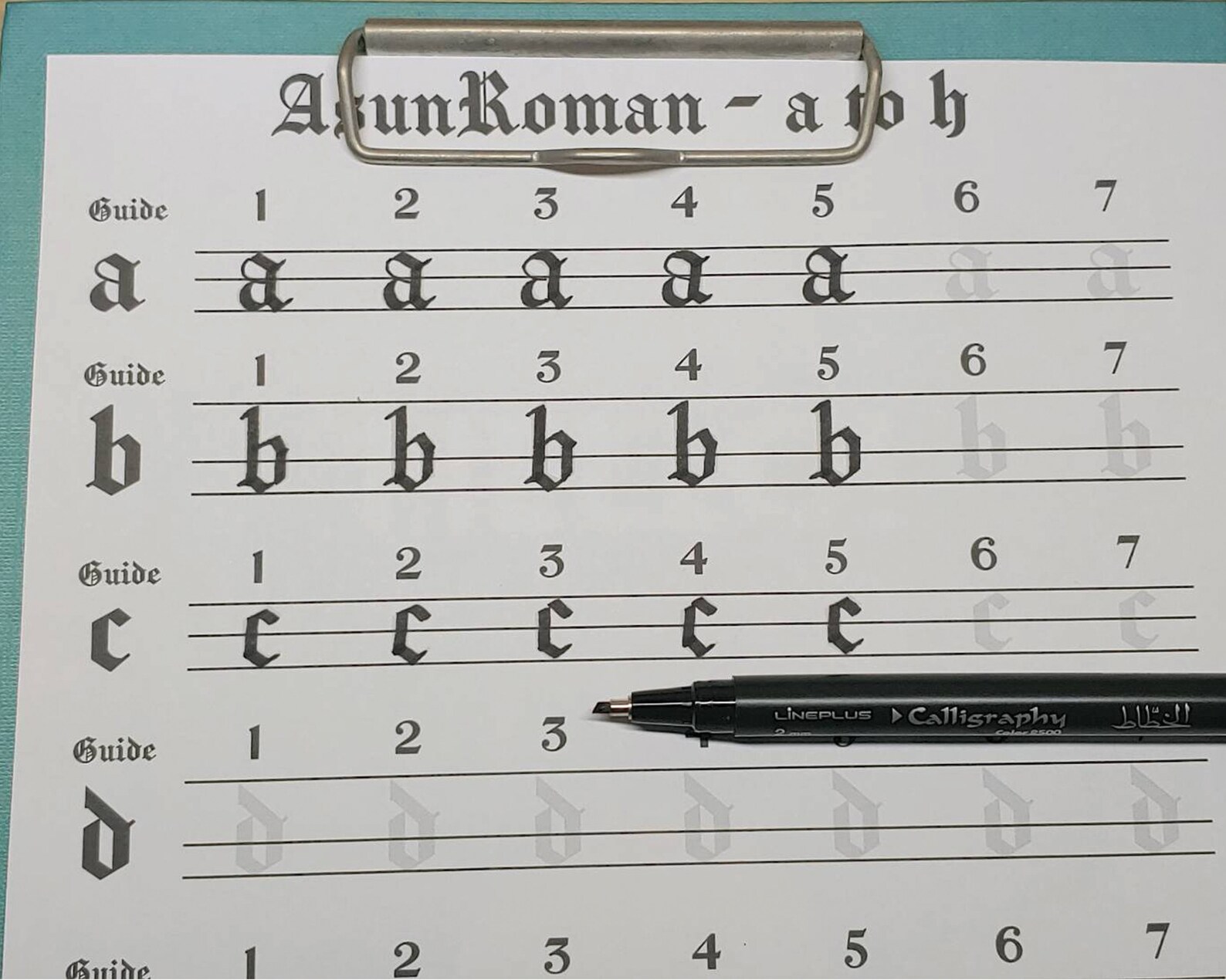 Printable Gothic Letter Worksheet, Gothic Calligraphy Practice Template ...