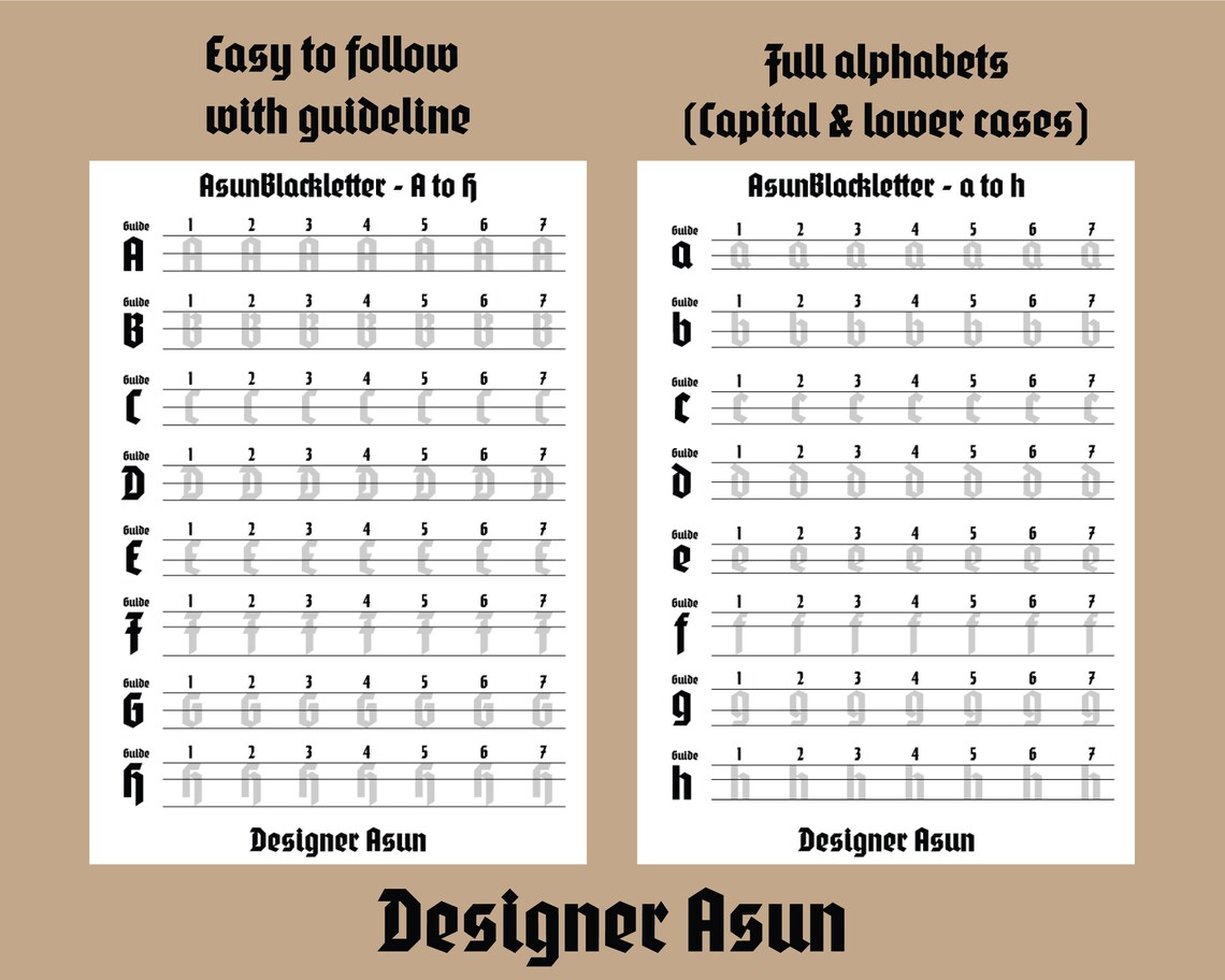 Black Letter Calligraphy Worksheet the Black Letter Handwriting Font ...