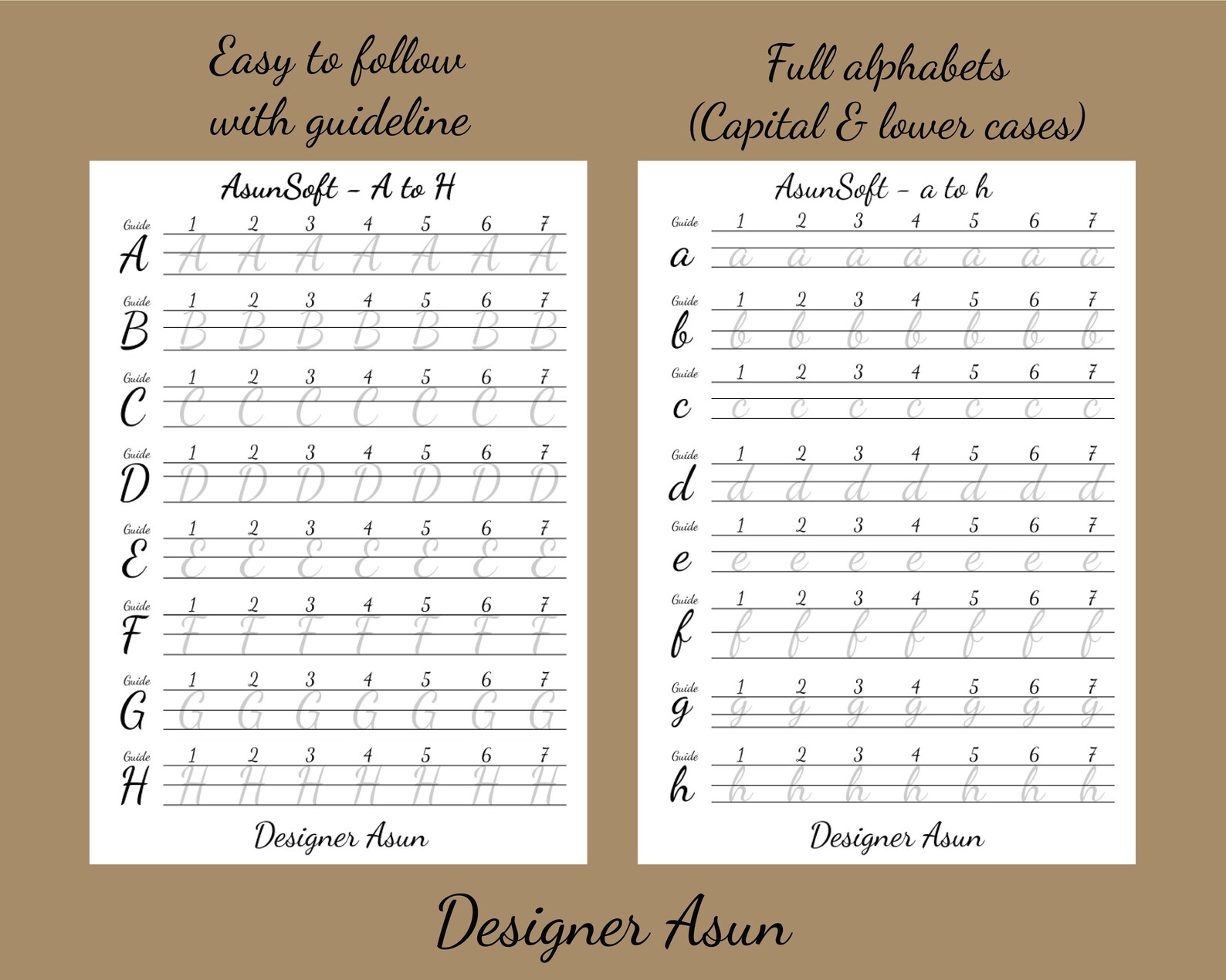 Neat Cursive Letter Practice Template for Girls, Cursive Writing Font ...