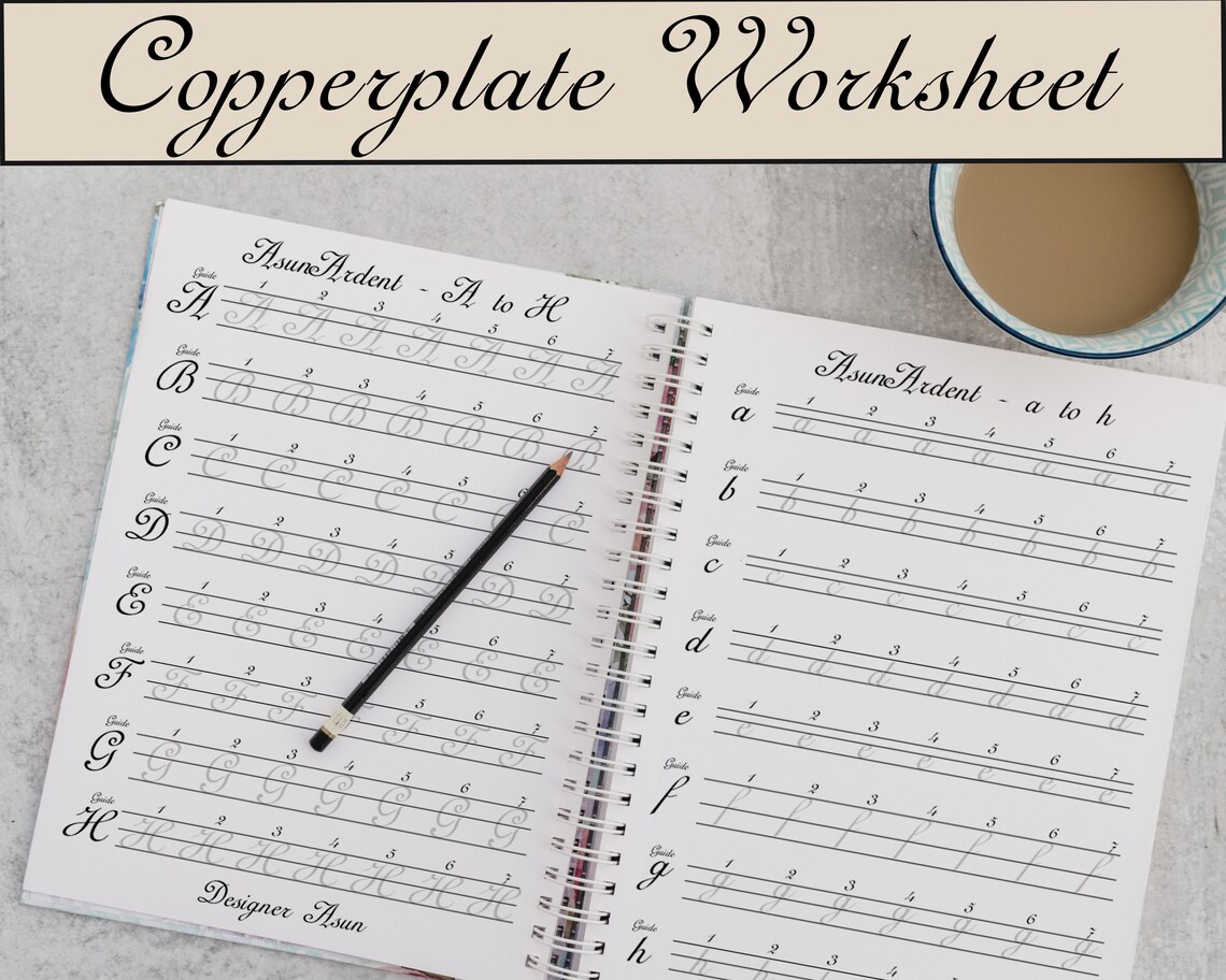 Copperplate Calligraphy Practice Template Printable Worksheet ...